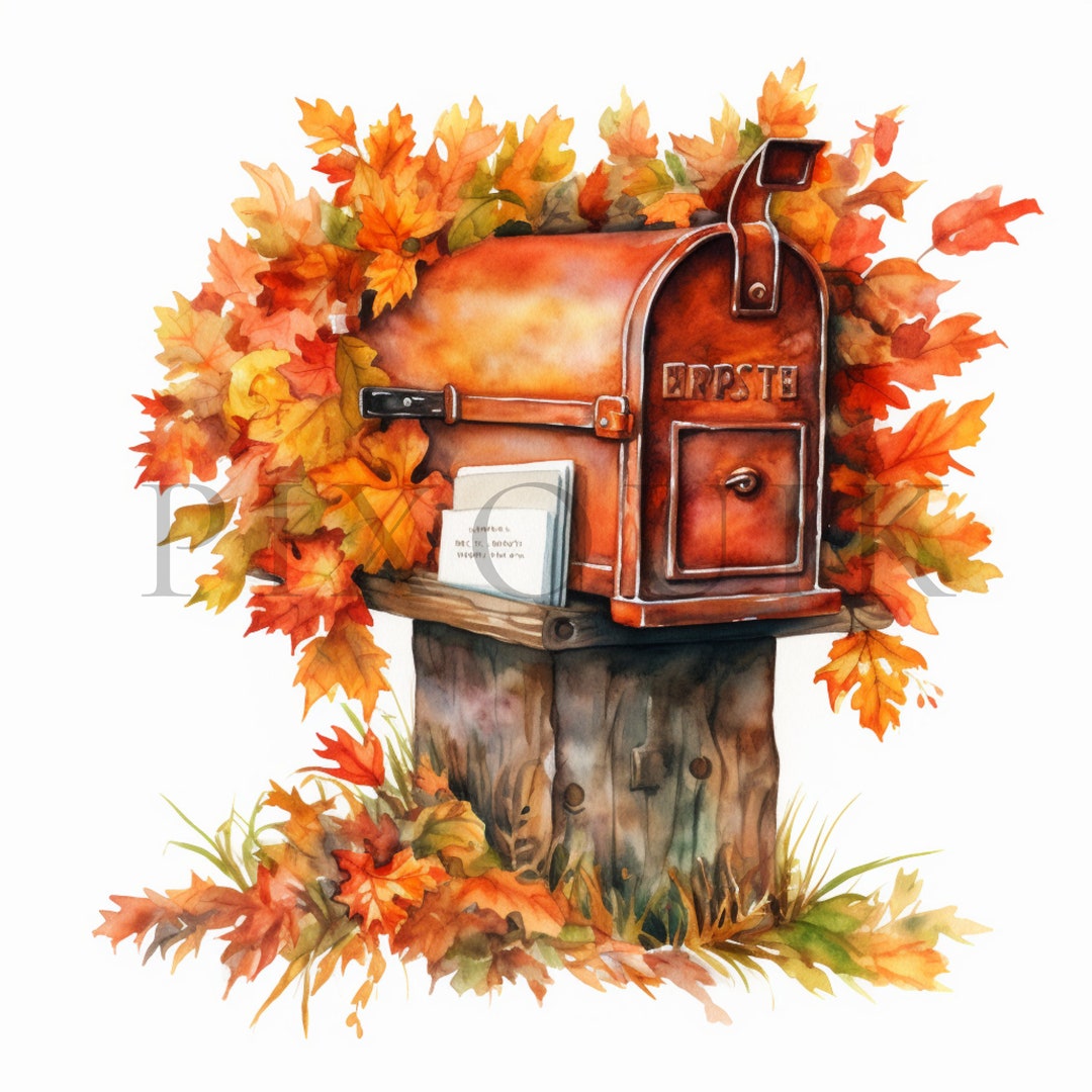 Autumn Mailbox Clipart | 10 High Quality Jpgs | Digital Download ...