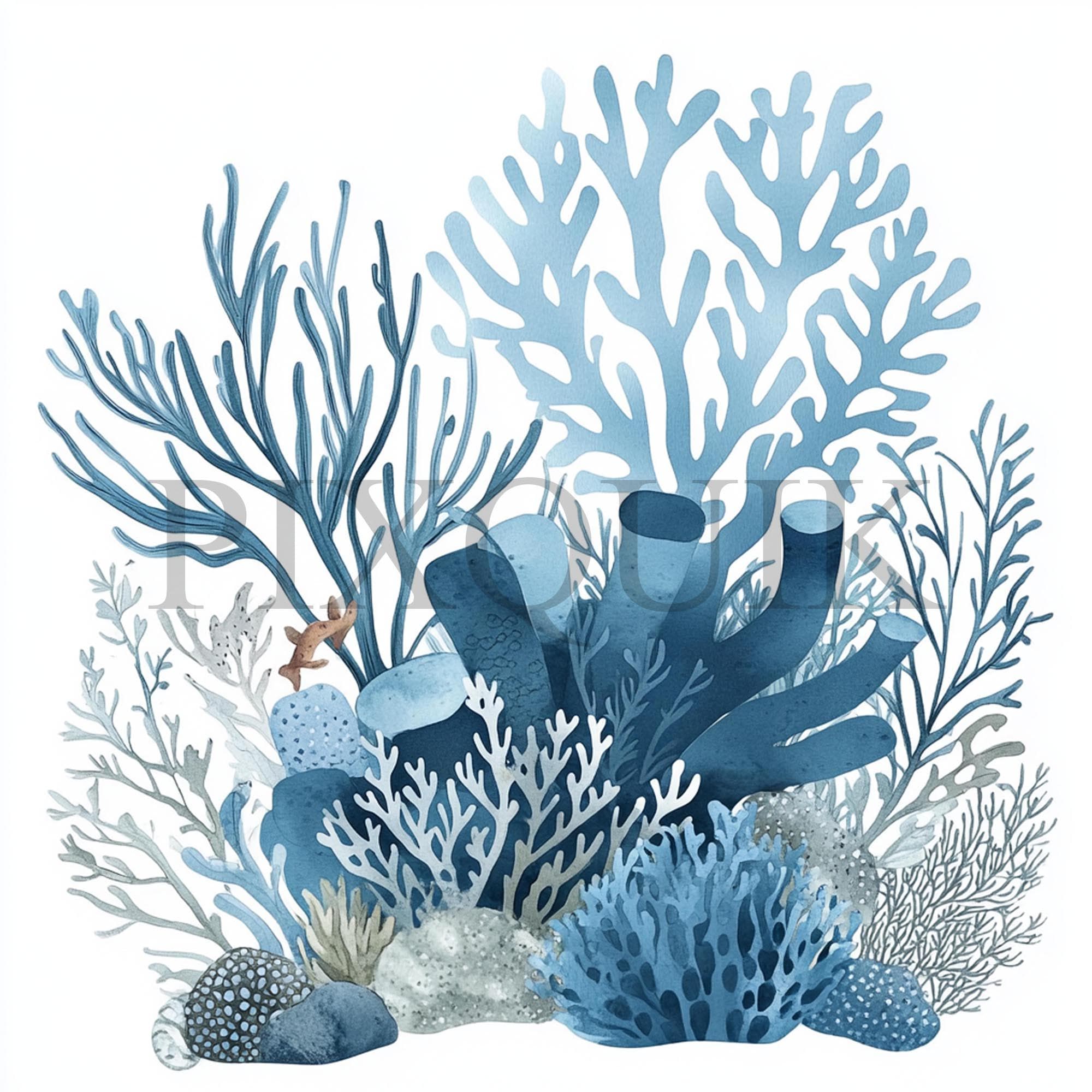 Watercolor Coral Reef Clipart: Marine Life Art (JPG & PNG Files) - Etsy