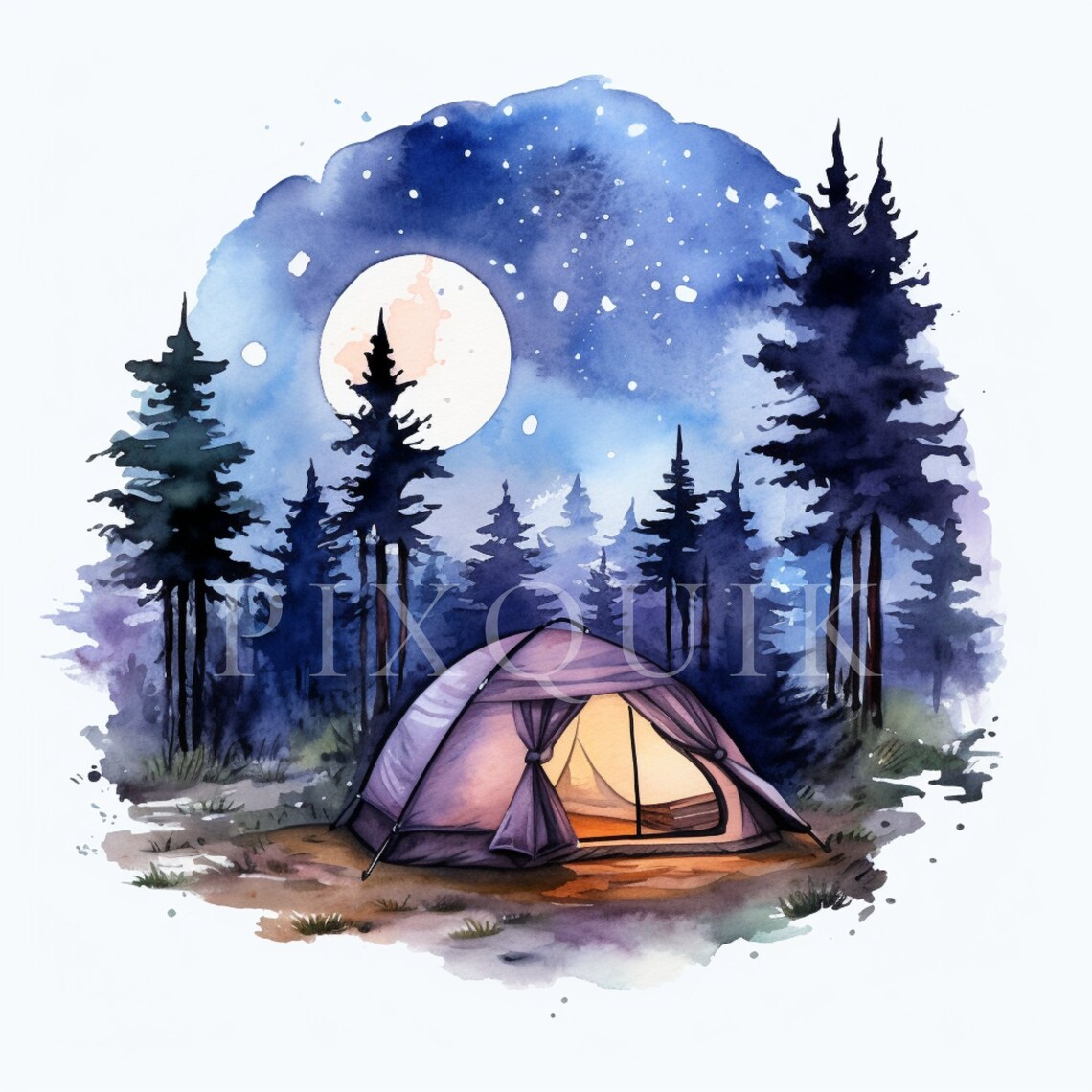 Watercolor Camping Clipart | Boho Camper Art, Junk Journals (digital ...
