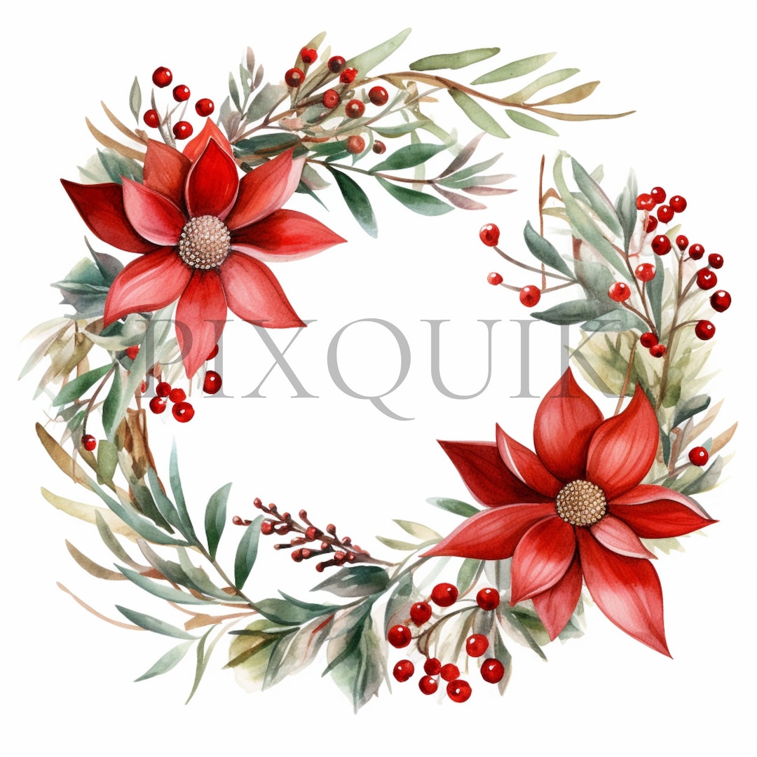 Holiday Wreath Clipart | 10 High Quality Jpg's | Digital Download ...