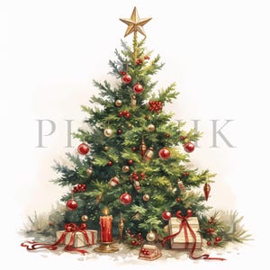 Watercolor Holiday Tree Clipart | 10 High Quality Jpg's | Digital ...