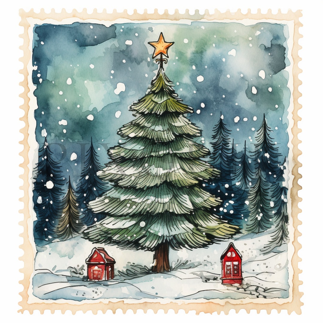 Holiday Stamp Clipart | 10 High Quality Jpgs | Digital Download ...