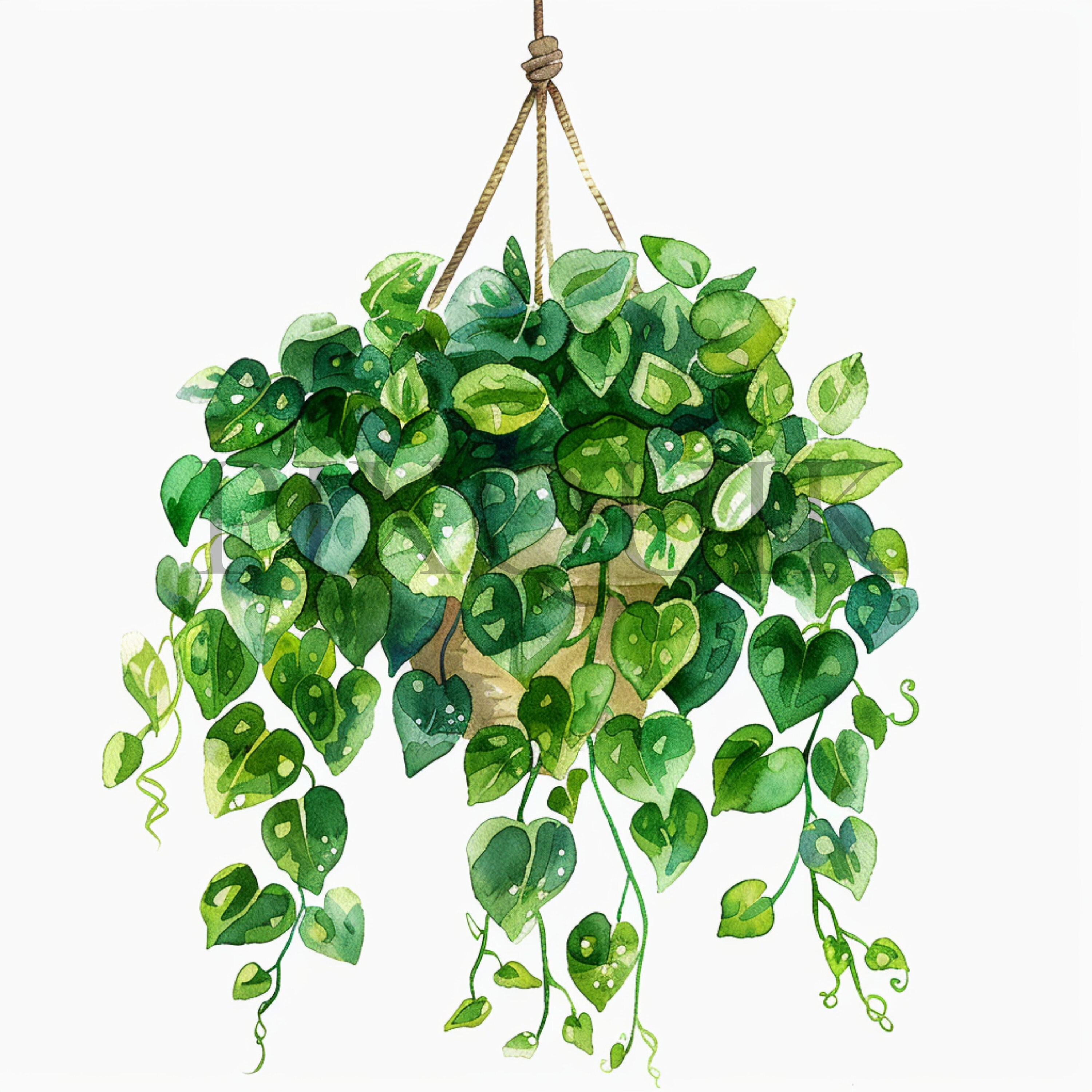 Watercolor Hanging House Plants Clipart | 10 High Quality Jpgs | Retro ...