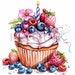 Watercolor Birthday Cupcake Clipart | Berry Topping (digital Download ...