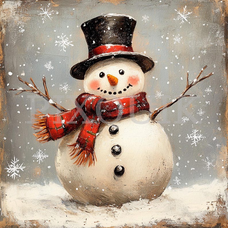 Vintage Snowman Clipart | 4 Clipart Files | Card Making | Digital Paper ...