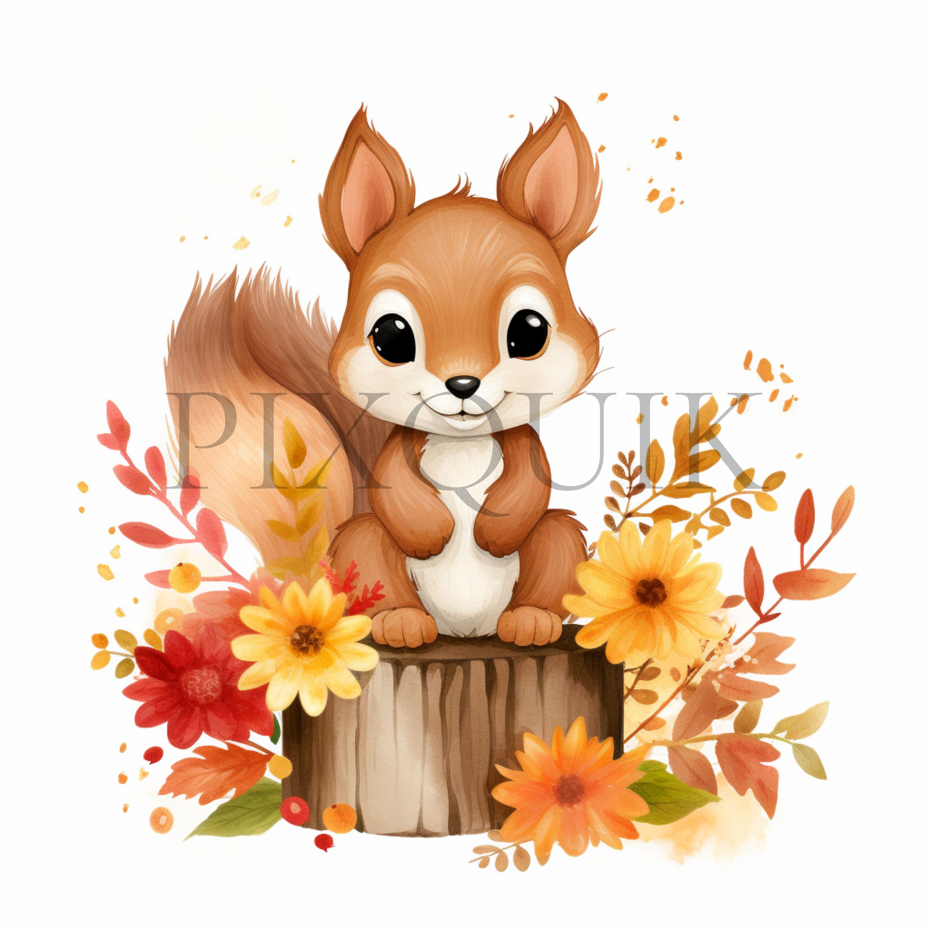 Cute Fall Squirrel Clipart | 10 JPG Illustrations (instant Download) - Etsy