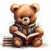 Teddy Bear Reading Clipart | High-quality Jpgs, Commercial Use (digital ...