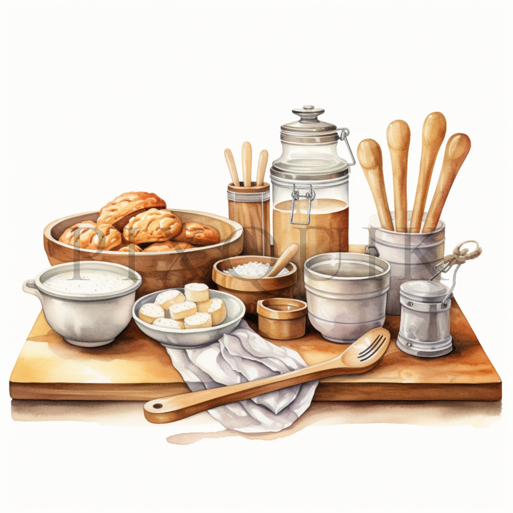 Watercolor Baking Clipart | 10 High Quality Jpgs | Digital Download ...