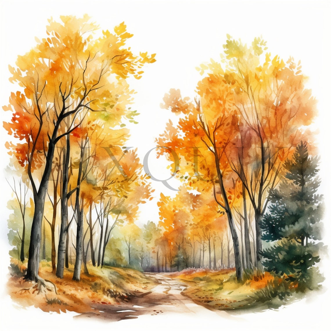 Autumn Forest Watercolor Clipart | Fall Nature Jpgs (digital Download ...