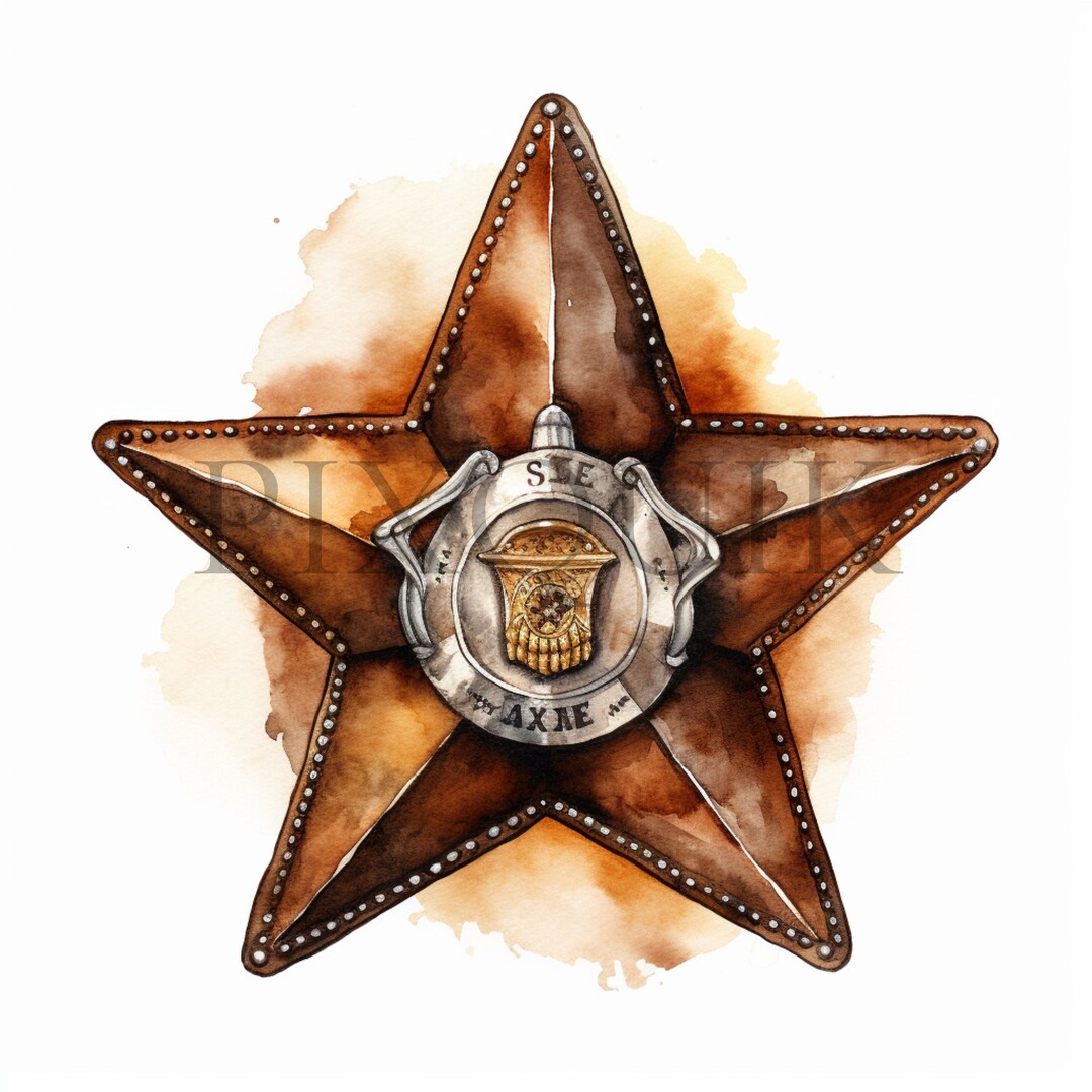 Watercolor Sheriff Badge Clipart | 10 High-quality Jpgs | Digital ...