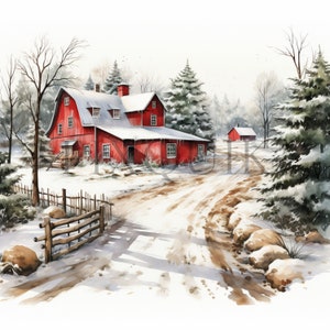 Christmas Farm Clipart | 10 High Quality Jpg's | Digital Download ...