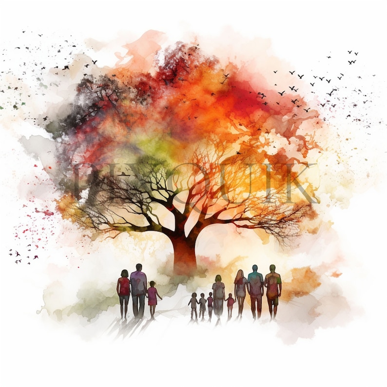 Watercolor Family Tree Clipart Set 10 High Quality Jpgs Digital ...