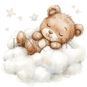 Sleeping Teddy Bear Clipart | 10 Jpg's and PNG Files | Card Making ...