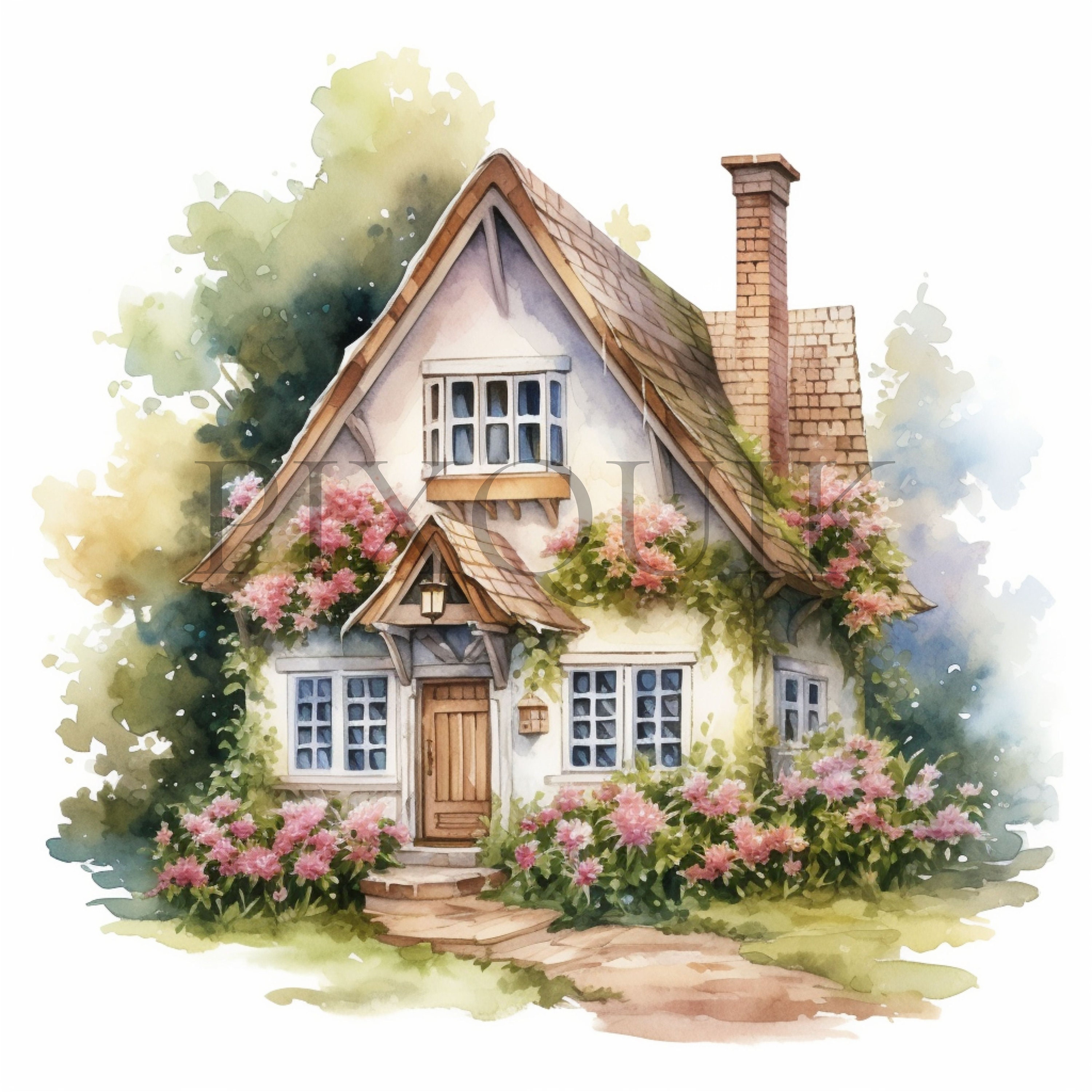 Country Cottage Clipart Set | 10 High Quality Jpgs | Cozy Cottage ...