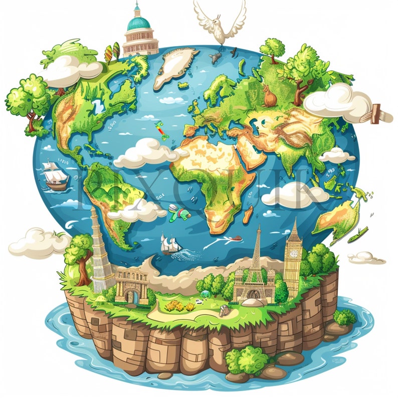 Watercolor World Clipart | Earth Globe JPG Images (digital Download) - Etsy