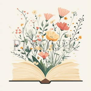 Vintage Floral Open Book Clipart | 10 Jpg's and PNG Files | Card Making ...