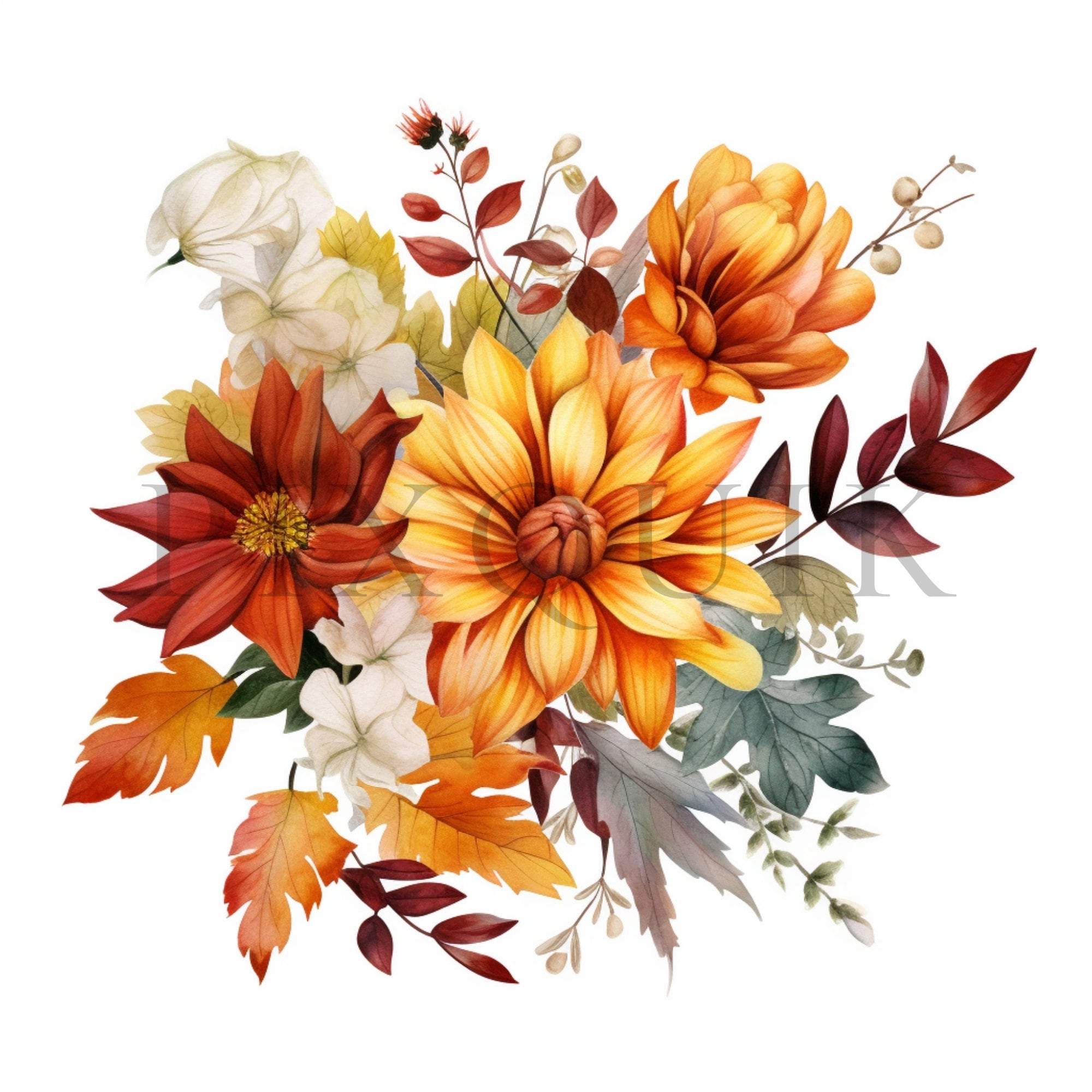 Watercolor Autumn Flowers Clipart | 10 Jpgs (digital Download) - Etsy