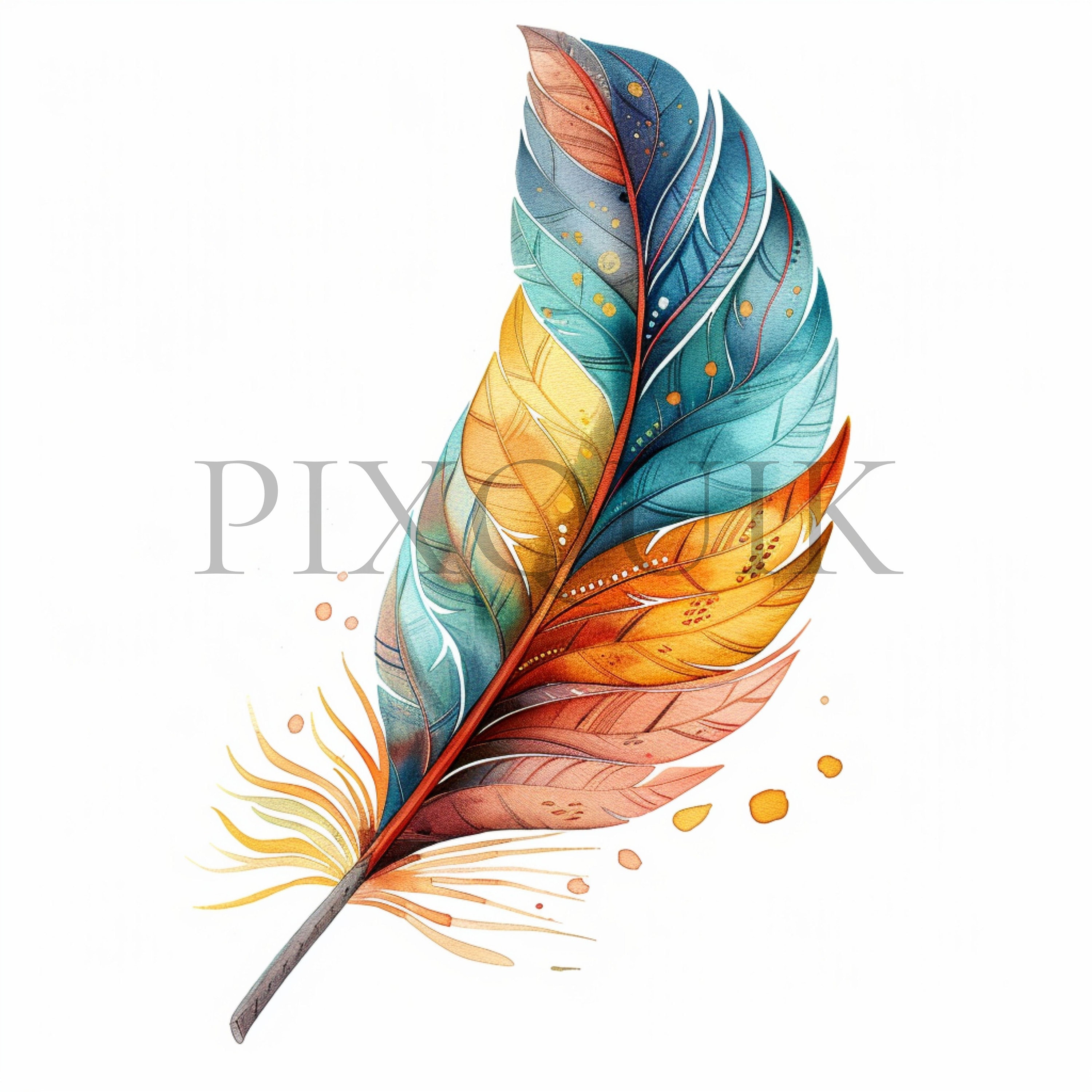 Boho Feather Clipart 10 High Quality JPG Commercial Use, Instant ...