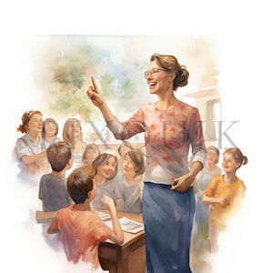 Teacher and Student Clipart | 10 High Quality Jpgs | Digital Download ...