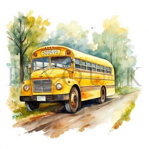 School Bus Clipart | 10 High Quality Jpgs | Digital Download | Bus ...