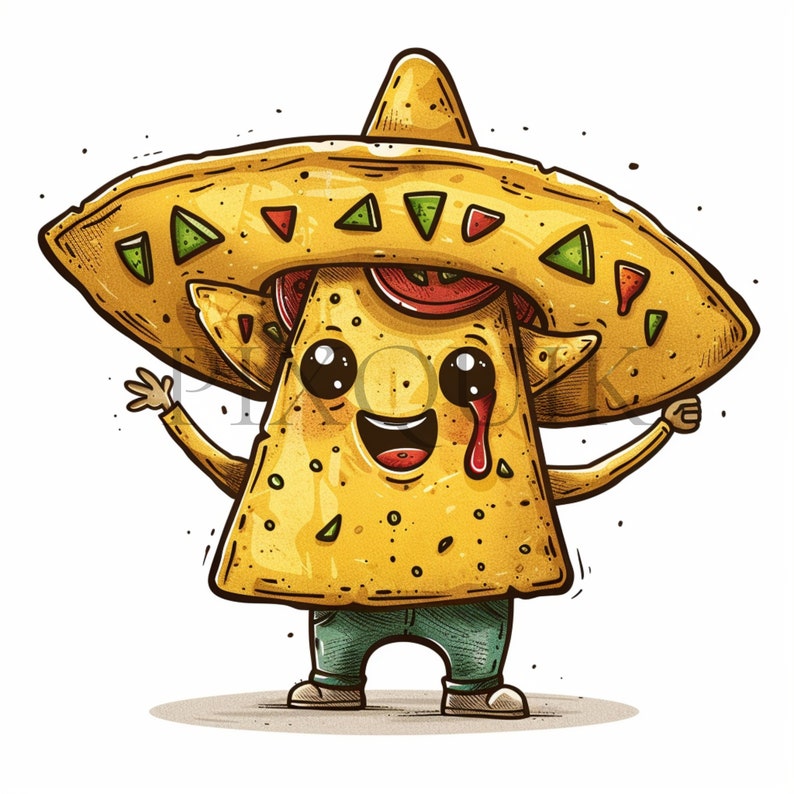 Watercolor Cartoon Nachos Clipart 10 High-quality Jpgs Nachos Digital ...