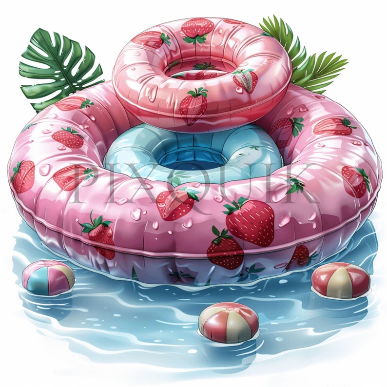 Pool Party Clipart | Summer Beach, Kawaii Floaties (digital Download ...