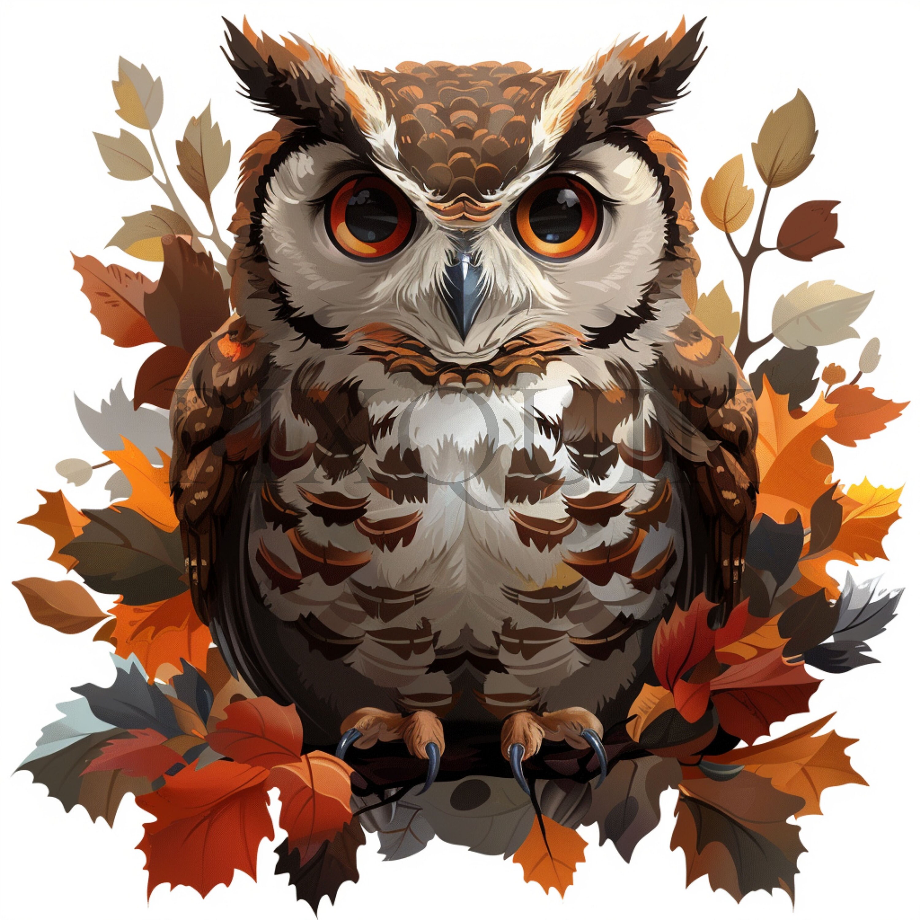 Autumn Owl Clipart | Fall Bird JPG Graphics (digital Download) - Etsy
