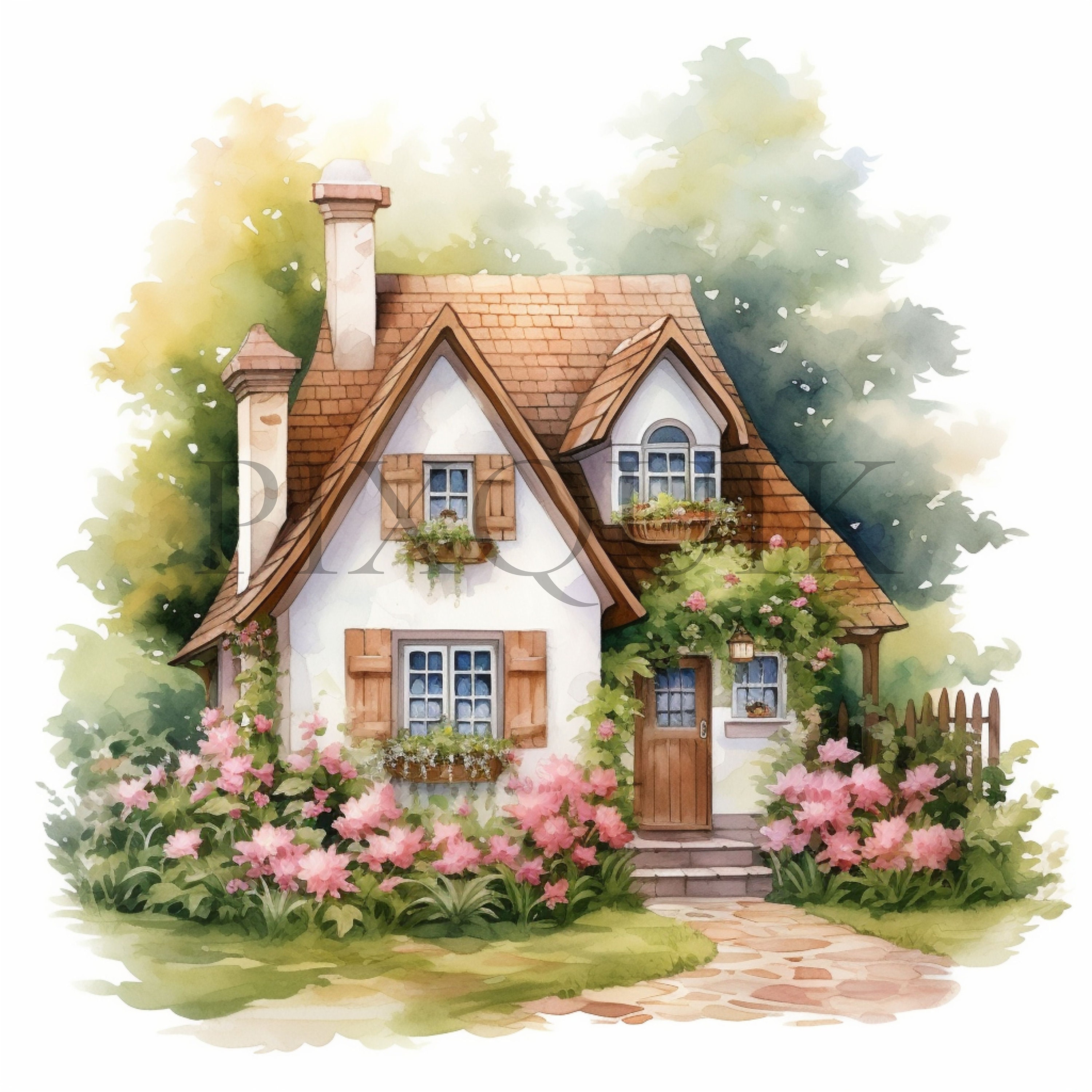 Country Cottage Clipart Set | 10 High Quality Jpgs | Cozy Cottage ...