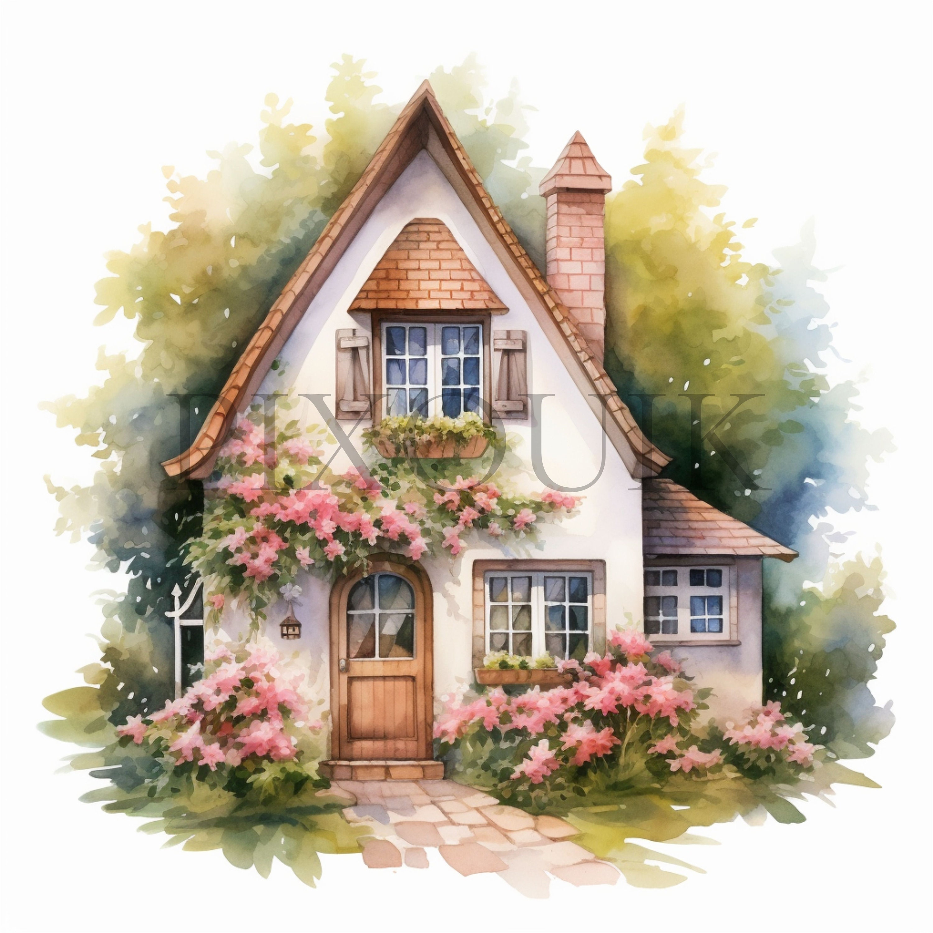Country Cottage Clipart Set 10 High Quality Jpgs Cozy Cottage Graphics ...