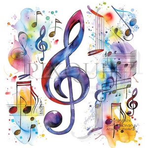 Watercolor Music Notes Clipart | 10 High Quality Jpgs | Digital ...