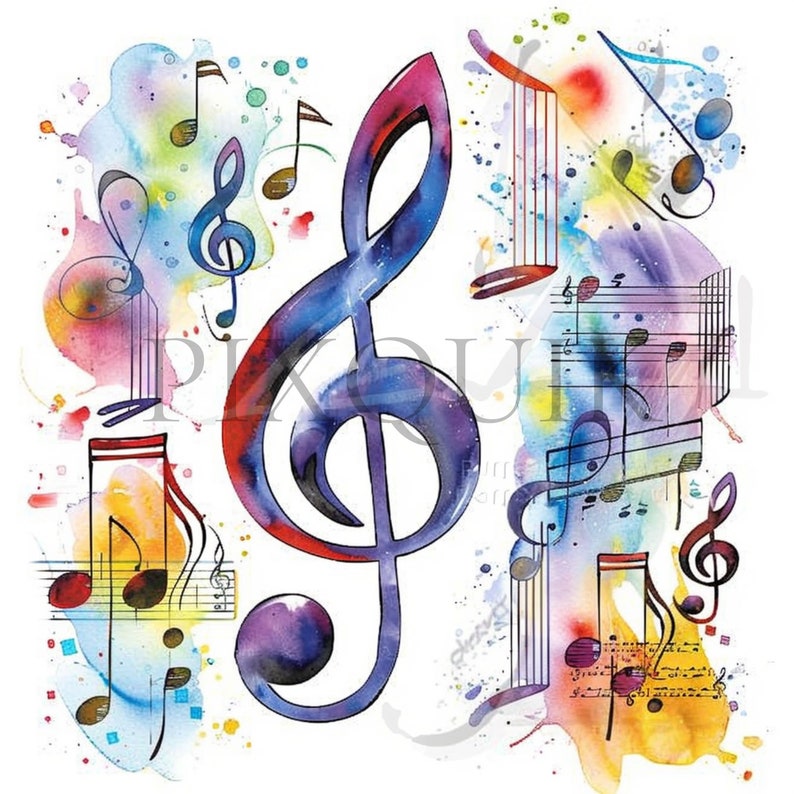Watercolor Music Notes Clipart | High Resolution Jpgs (digital Download ...