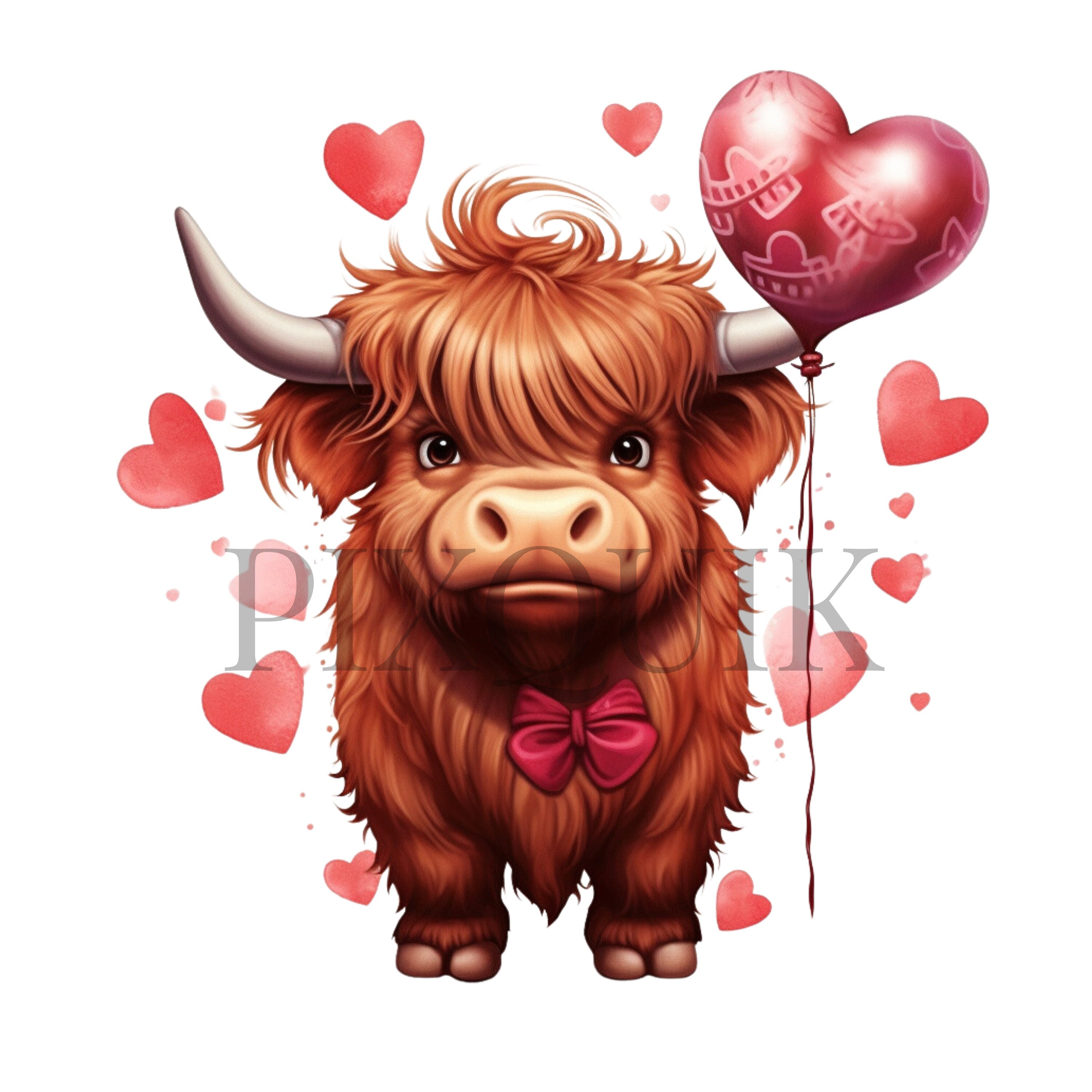 Valentines Highland Cow Clipart Bundle Scottish Highland Cow Set of 10 ...