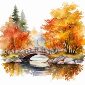 Autumn Scene Clipart | 10 High Quality Jpgs | Digital Download | Fall ...