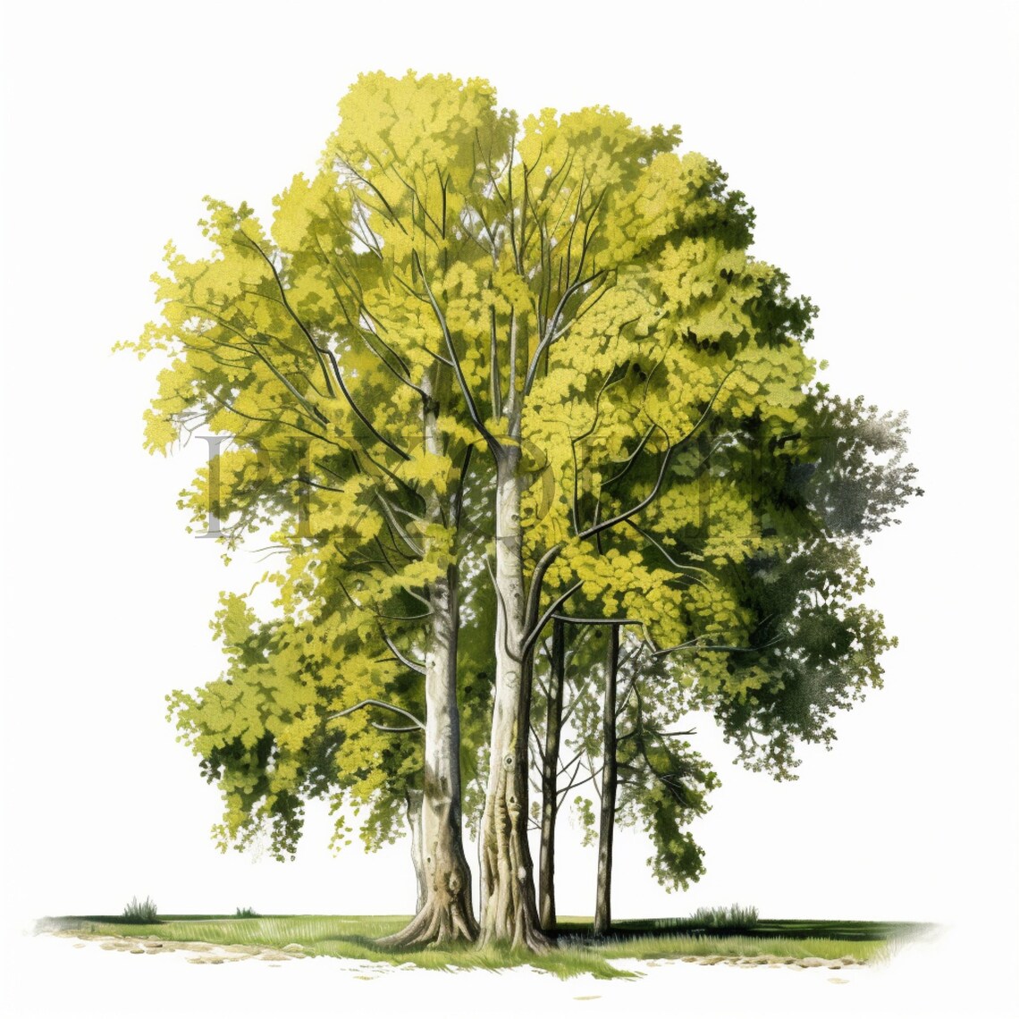 Poplar Tree Illustration | High-quality JPG Clipart (digital Download ...