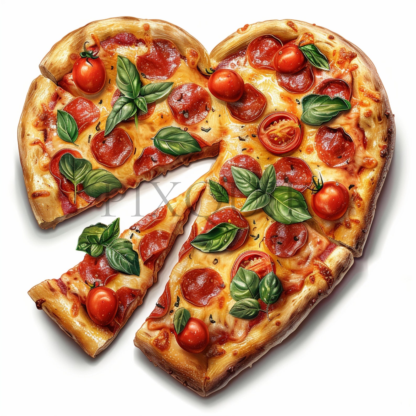 Heart Pizza Clipart | JPG Food Graphics for Pizza Party (digital ...