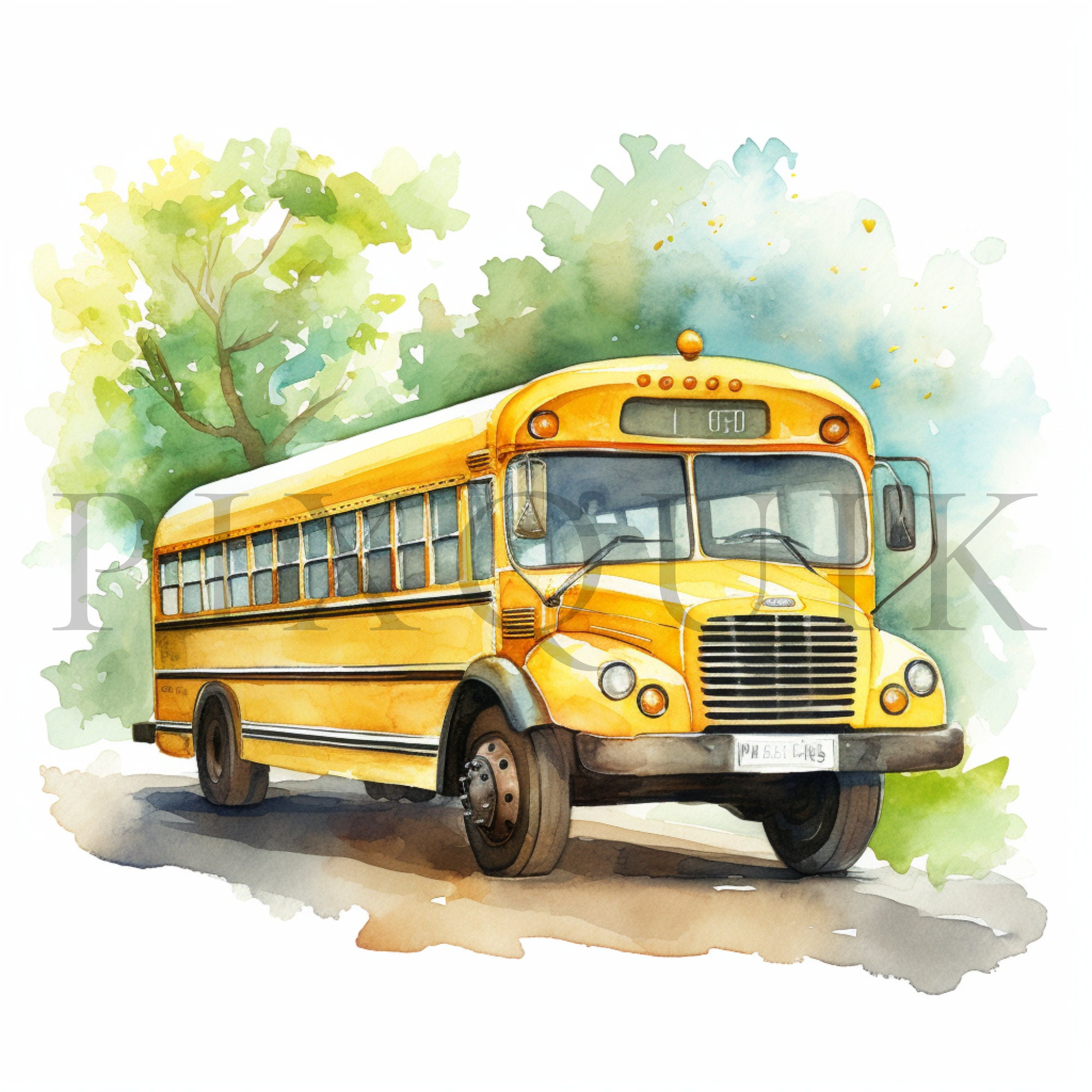 School Bus Clipart 10 High Quality Jpgs Digital Download Bus Clipart ...