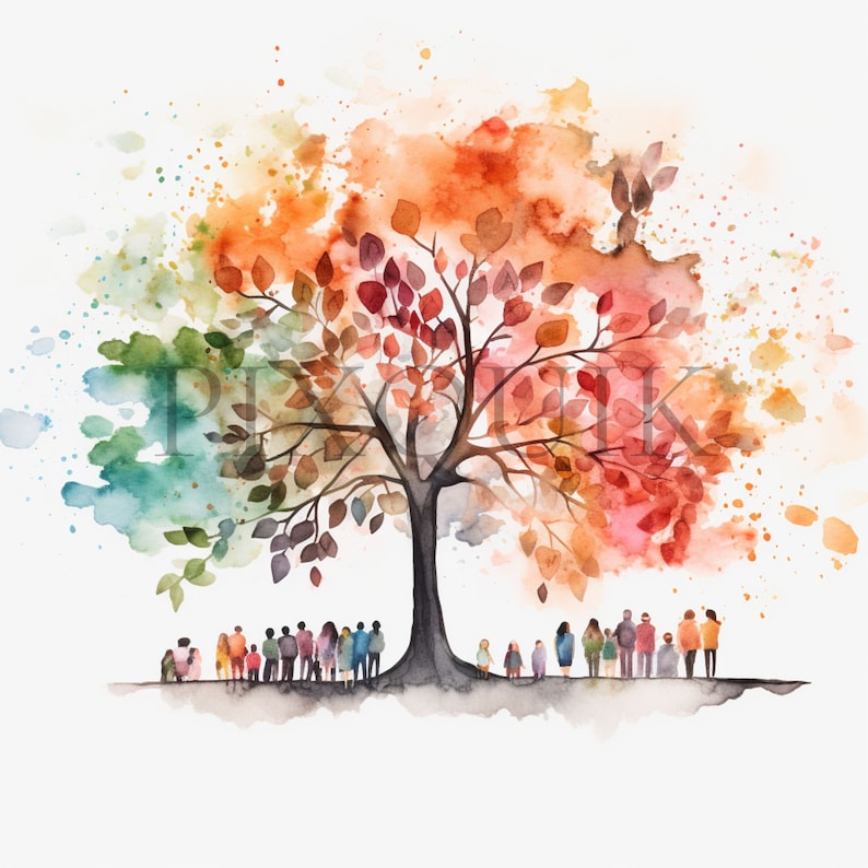 Watercolor Family Tree Clipart Set 10 High Quality Jpgs Digital ...