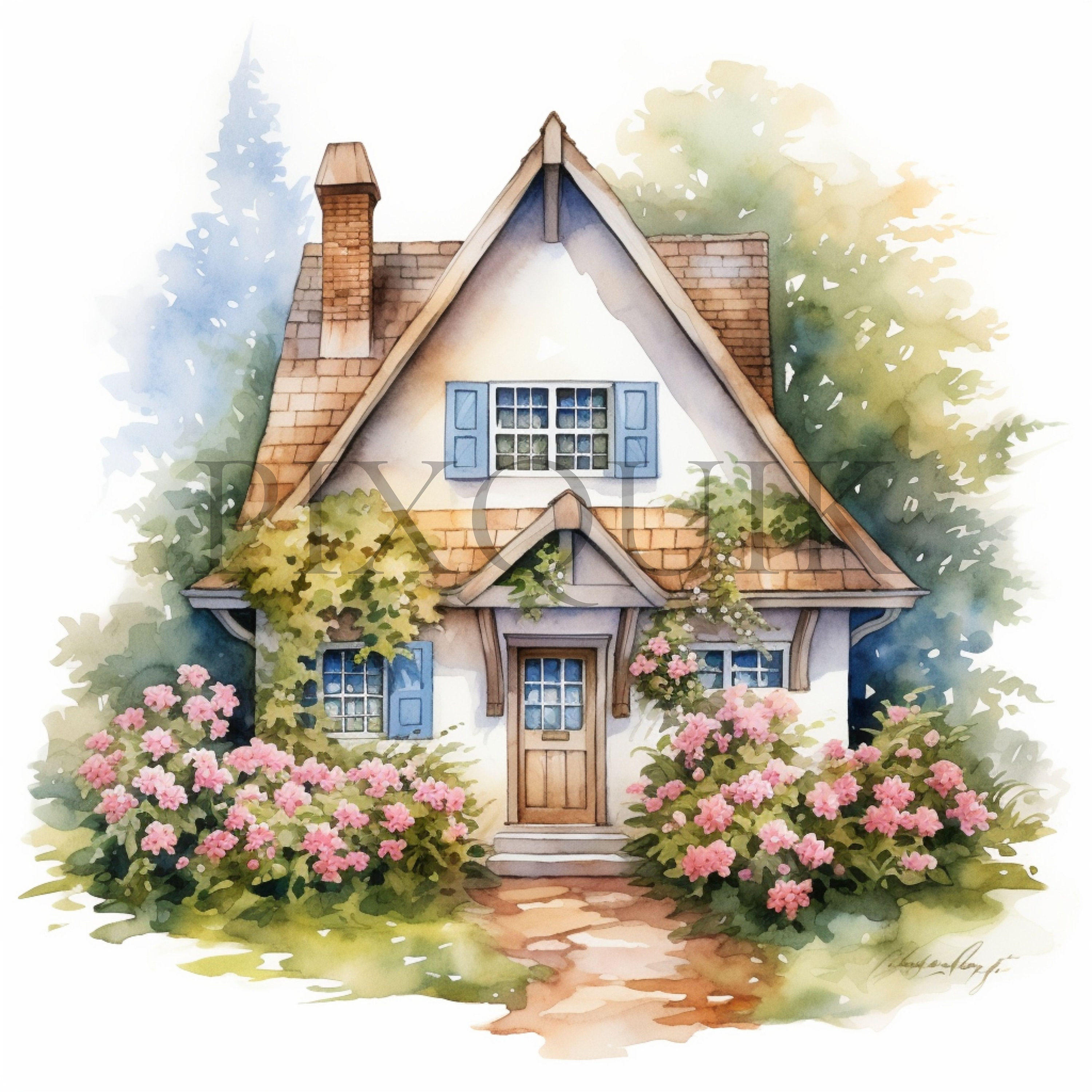Country Cottage Clipart Set 10 High Quality Jpgs Cozy Cottage Graphics ...