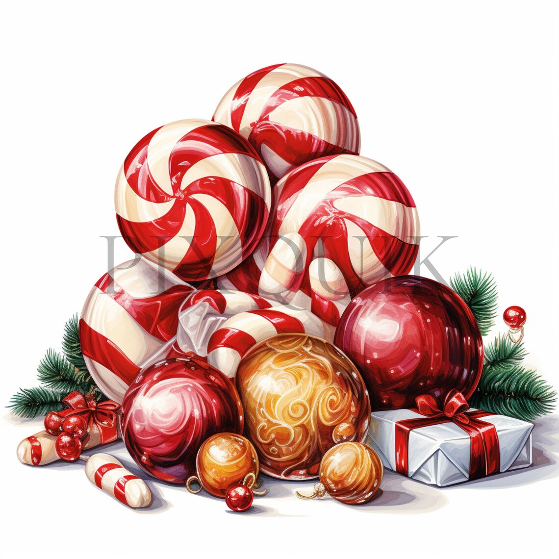 Christmas Candy Clipart | Holiday Candy Illustration (digital Download ...
