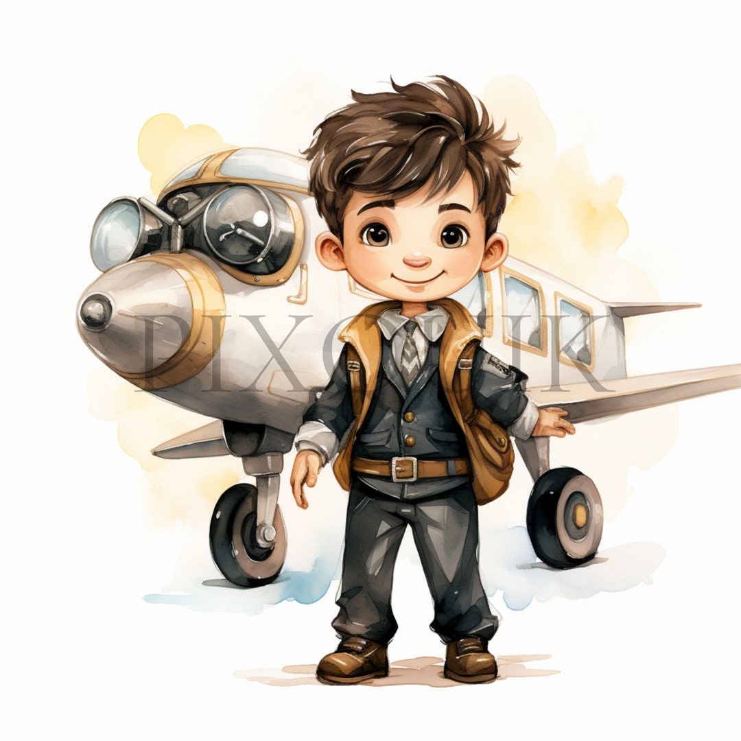 Pilot Boy Clipart | Airplane JPG Images, Nursery Art (digital Download ...