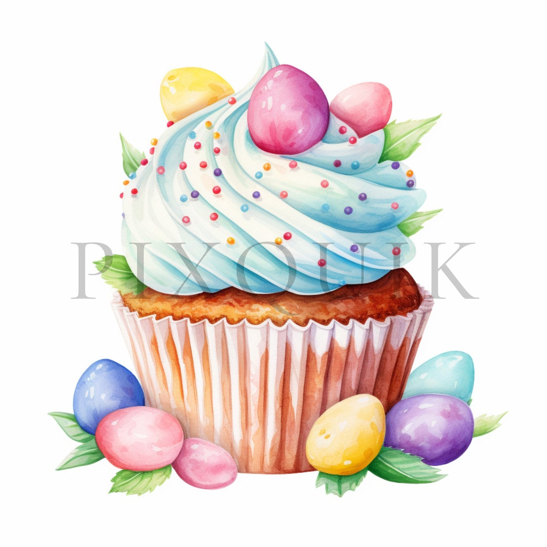 Easter Cupcakes Clipart | Cute Dessert JPG Images (digital Download) - Etsy