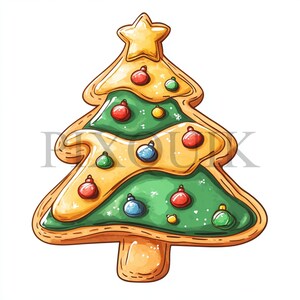 Christmas Tree Cookie Clipart 10 Jpg's Files and PNG Card Making ...