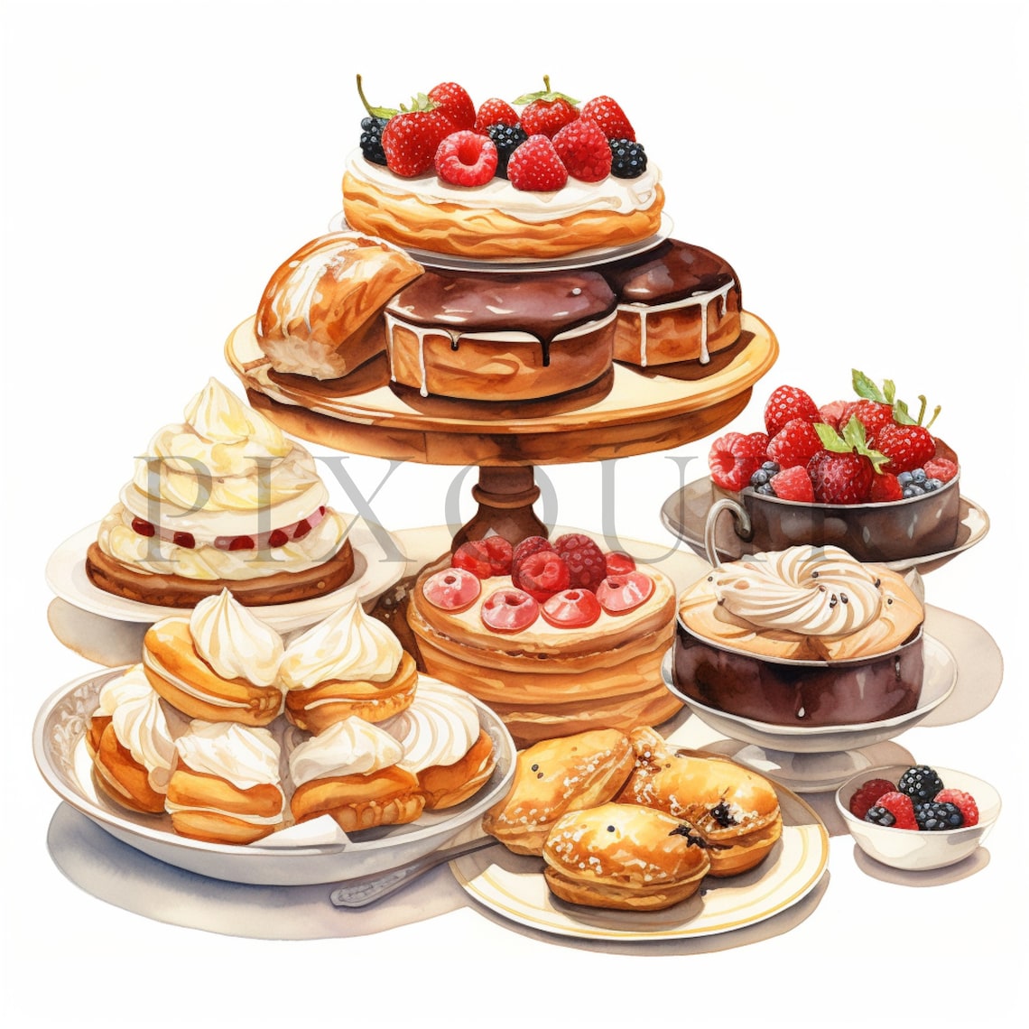 Pastry Clipart 10 Quality Jpgs Digital Download Birthday Dessert Paking ...