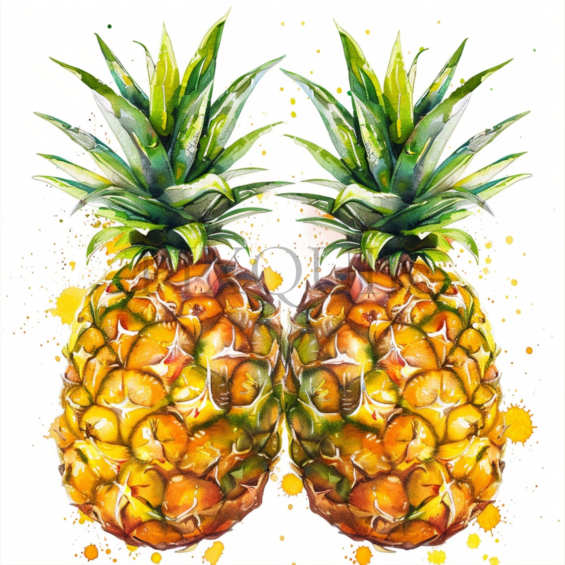 Watercolor Pineapple Clipart 10 High Quality Jpgs fruit Clipart ...