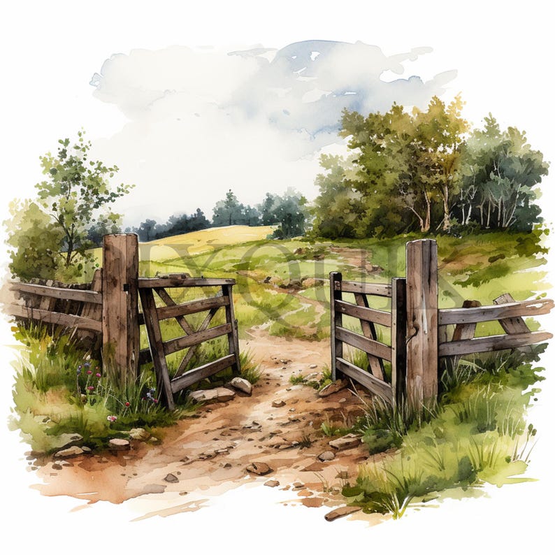 Watercolor Countryside Clipart 10 High Quality Jpg's Digital Download ...