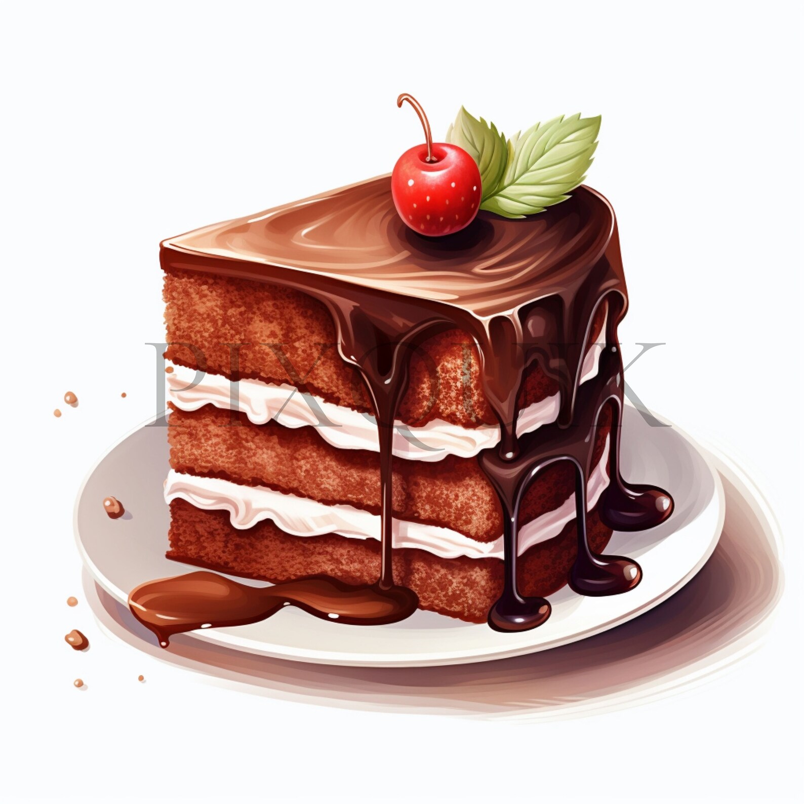 Chocolate Cake Slice Clipart | Dessert Art Jpgs (digital Download) - Etsy