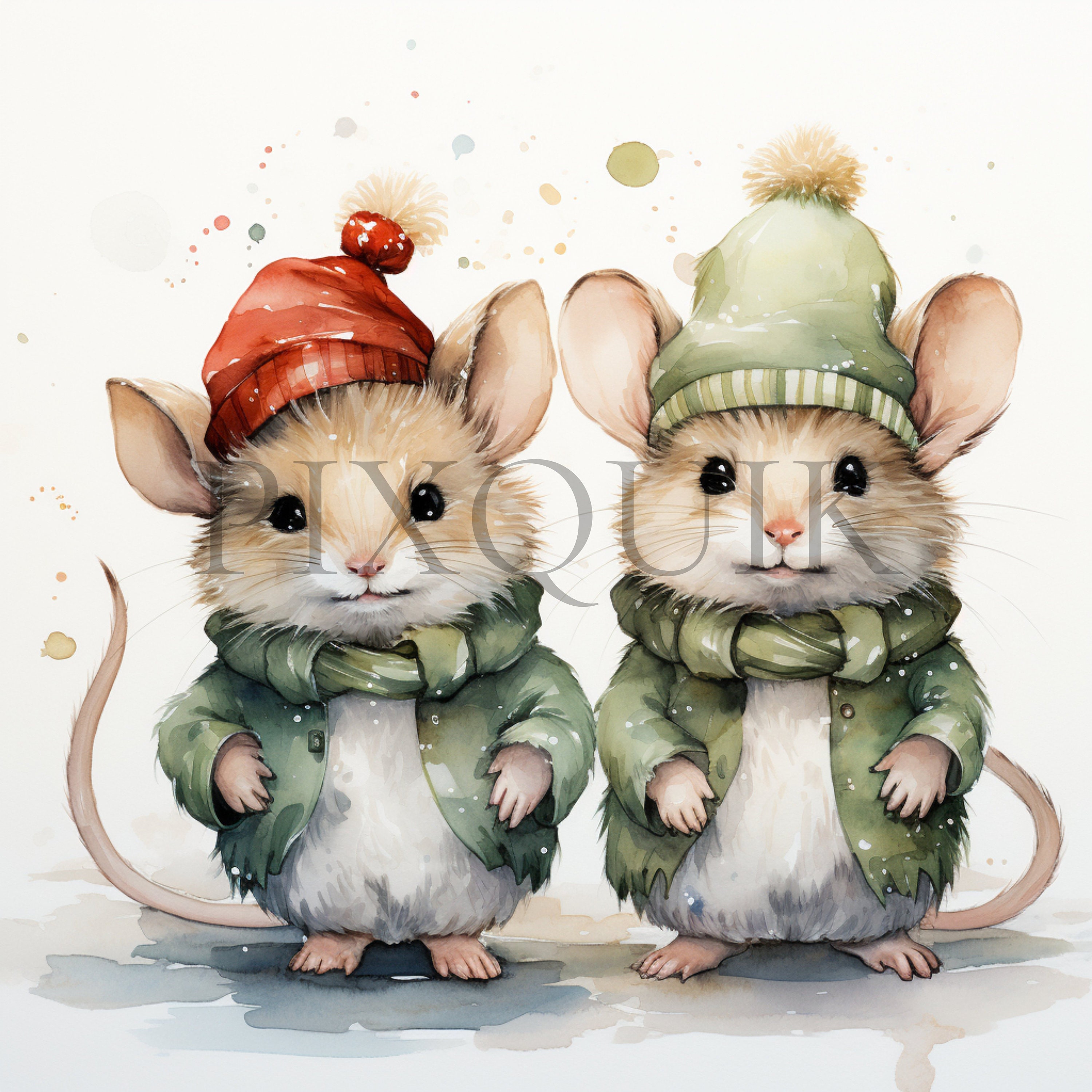 Christmas Mouse Clipart | Holiday Mice JPG Graphics (digital Download ...