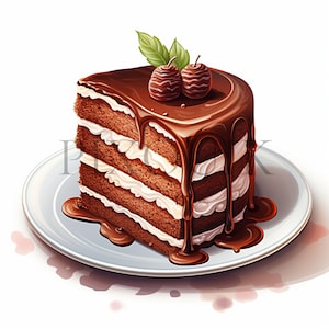 Slice of Chocolate Cakes Clipart | 10 High Quality Jpg's | Digital ...