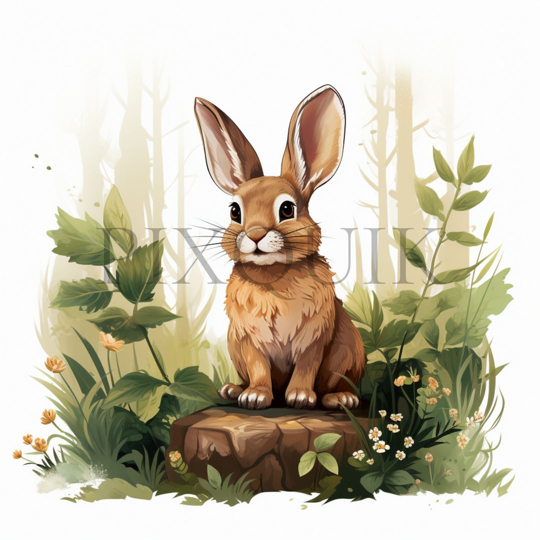 Rabbit Clipart Woodland Animal Clipart 10 High Quality JPG Cute Rabbit ...
