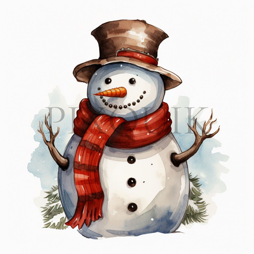 Christmas Snowman Clipart | 10 High Quality Jpg's | Digital Download ...